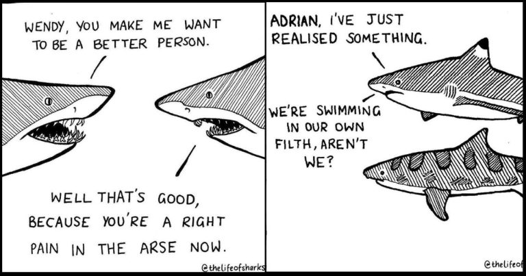 20 Hilarious Comics Depicting Dark Conversations Among Sharks By The ...