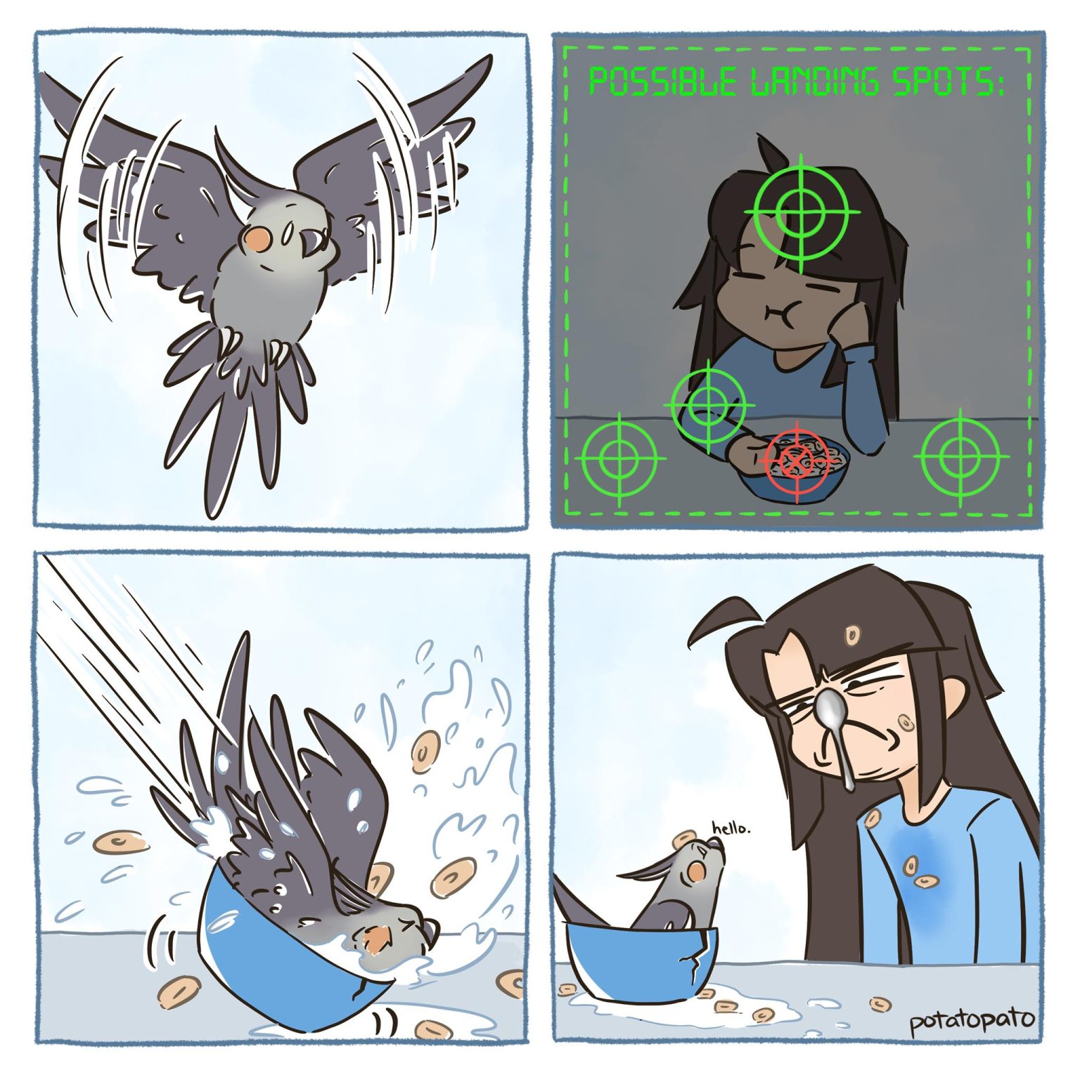 20 Potatopato Comics Portrays The Cute Of Parrot and Human | Comics To Read