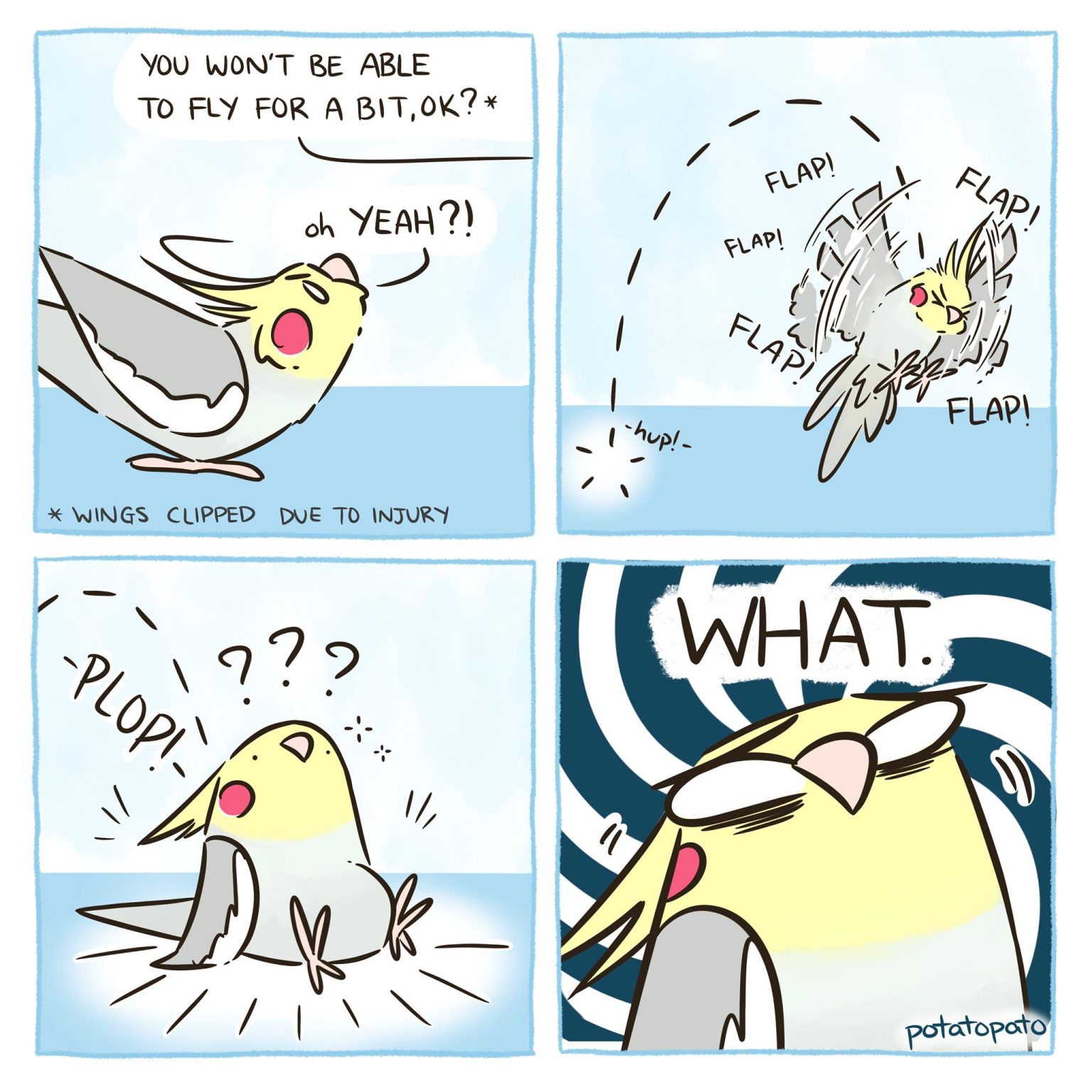 20 Potatopato Comics Portrays The Cute Of Parrot and Human | Comics To Read